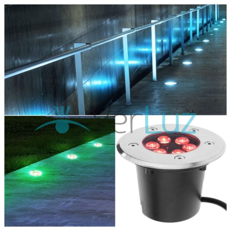 Foco LED Piso Embutido 12-24 volt 6 watt IP65 Cálido y RGB (45w ...