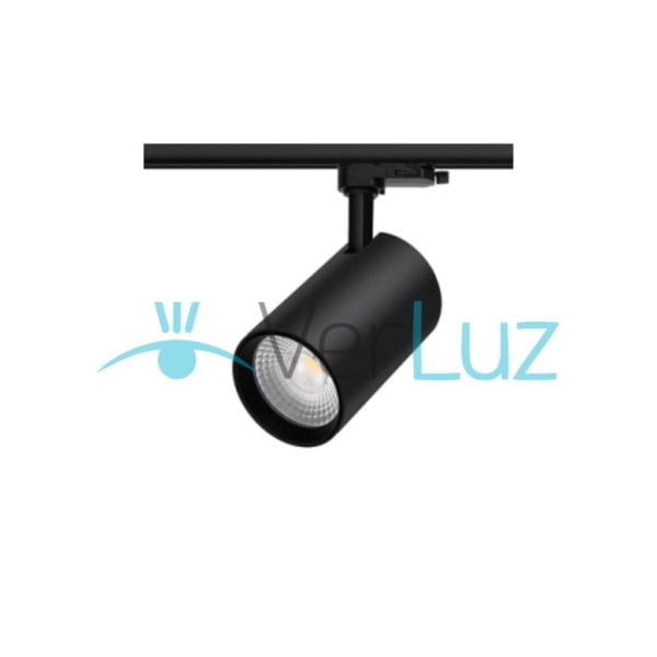 Foco LED a Riel Monofásico 40 watt Negro IP20 Luz Fría o Cálida (400w ...