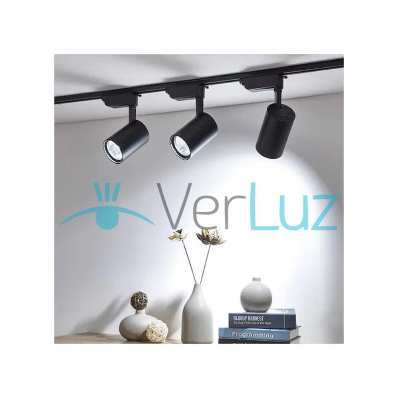 Foco LED a Riel Trifásico 40 watt Negro IP20 Luz Fría Neutra o Cálida ...