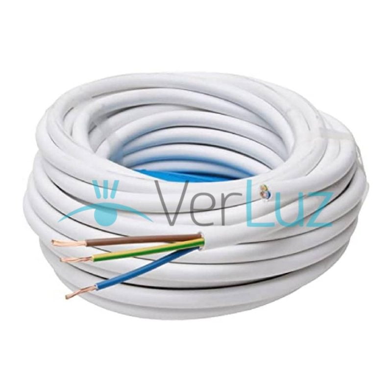 Cordón Eléctrico Flexible H05VV-F (SVT) 3x0,75 mm2 Blanco - VerLuz Pro