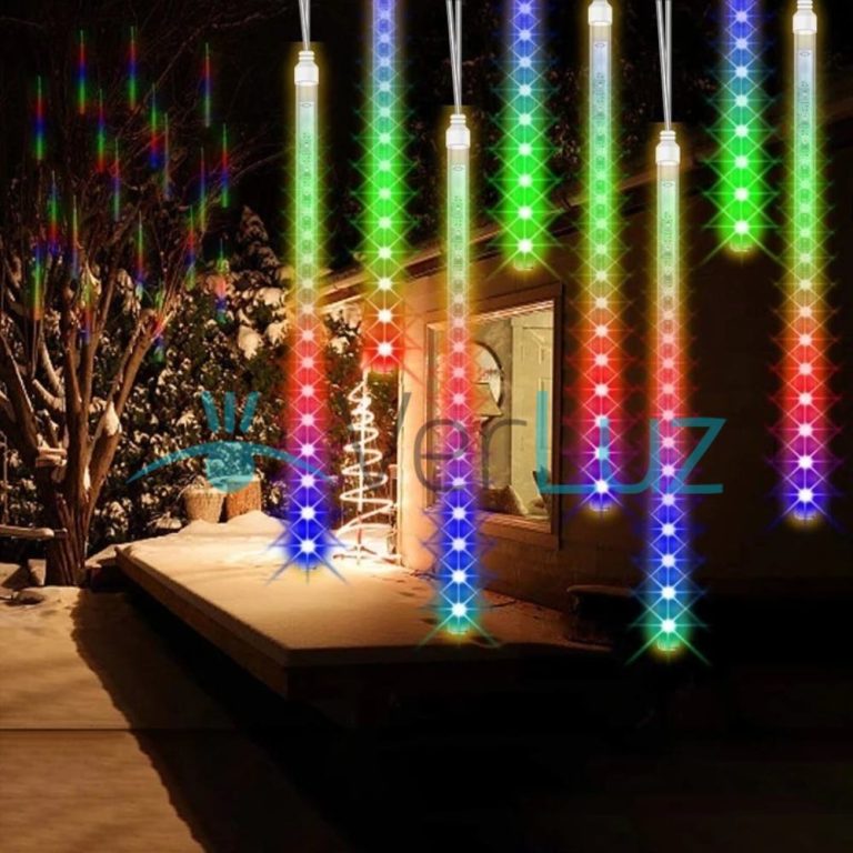 Luces LED Solar Lluvia de Meteoritos 192 LEDs Multicolor, Azul, Fría o ...