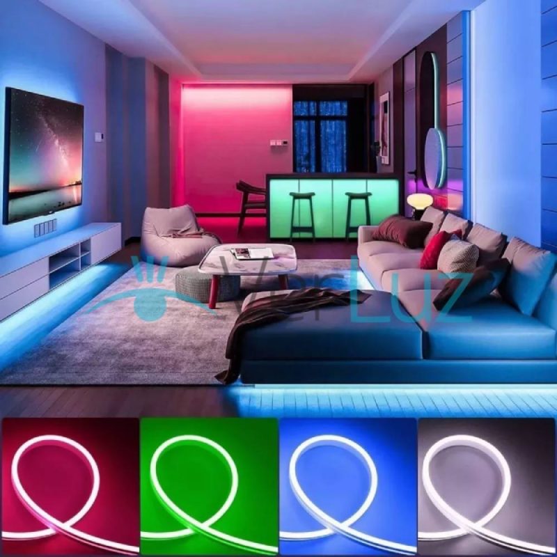 Cinta LED Neón Flexible Nueve Colores o RGB 5 Metros 3 watt/metro 12 ...